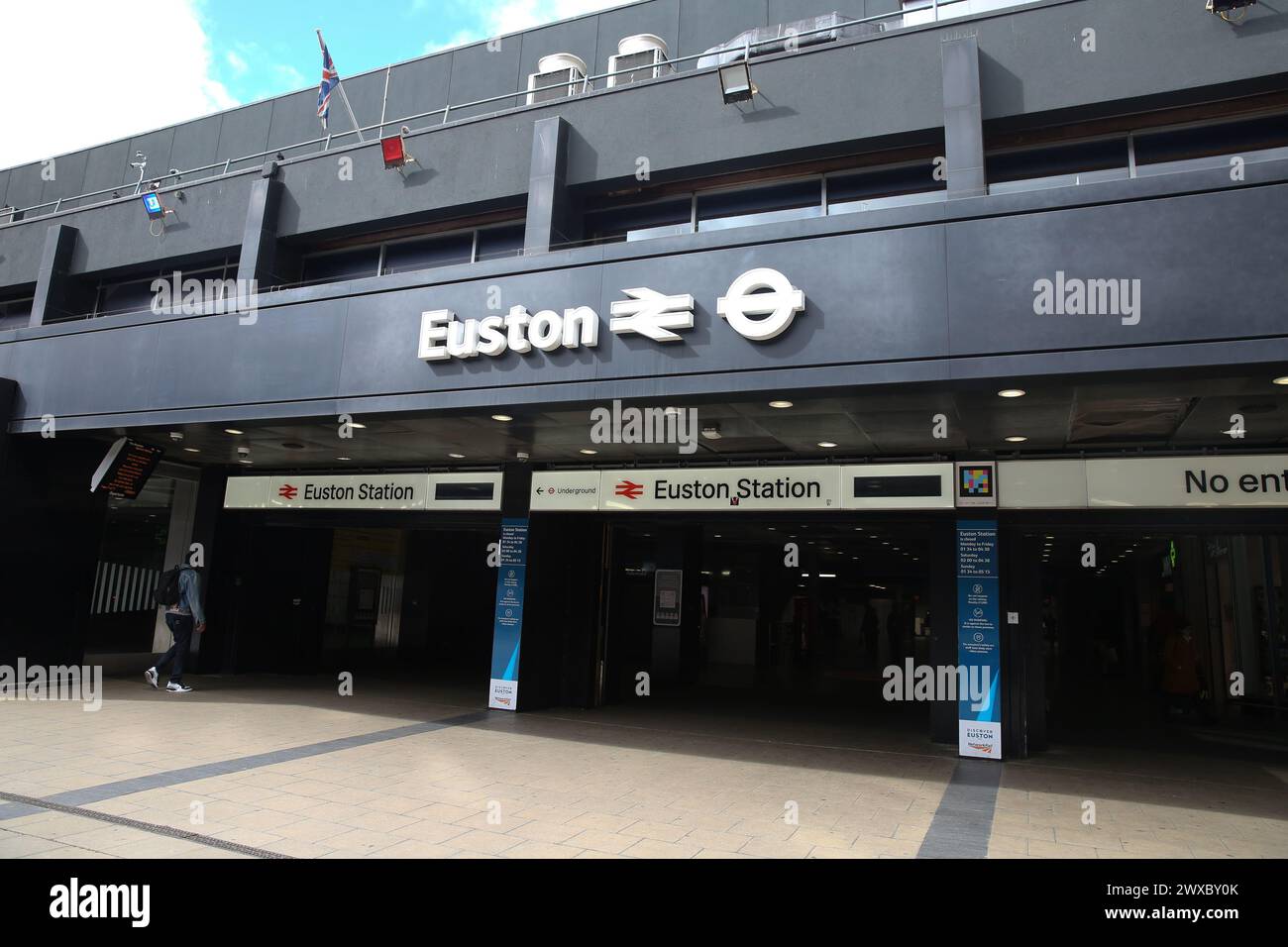 View of the exterior of Euston railway station in central London Stock ...