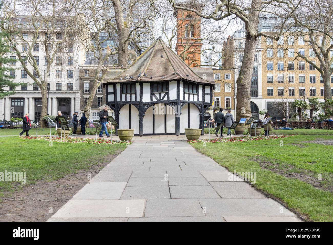 Soho Square Gardens, the mock Tudor building at its centre is one of ...