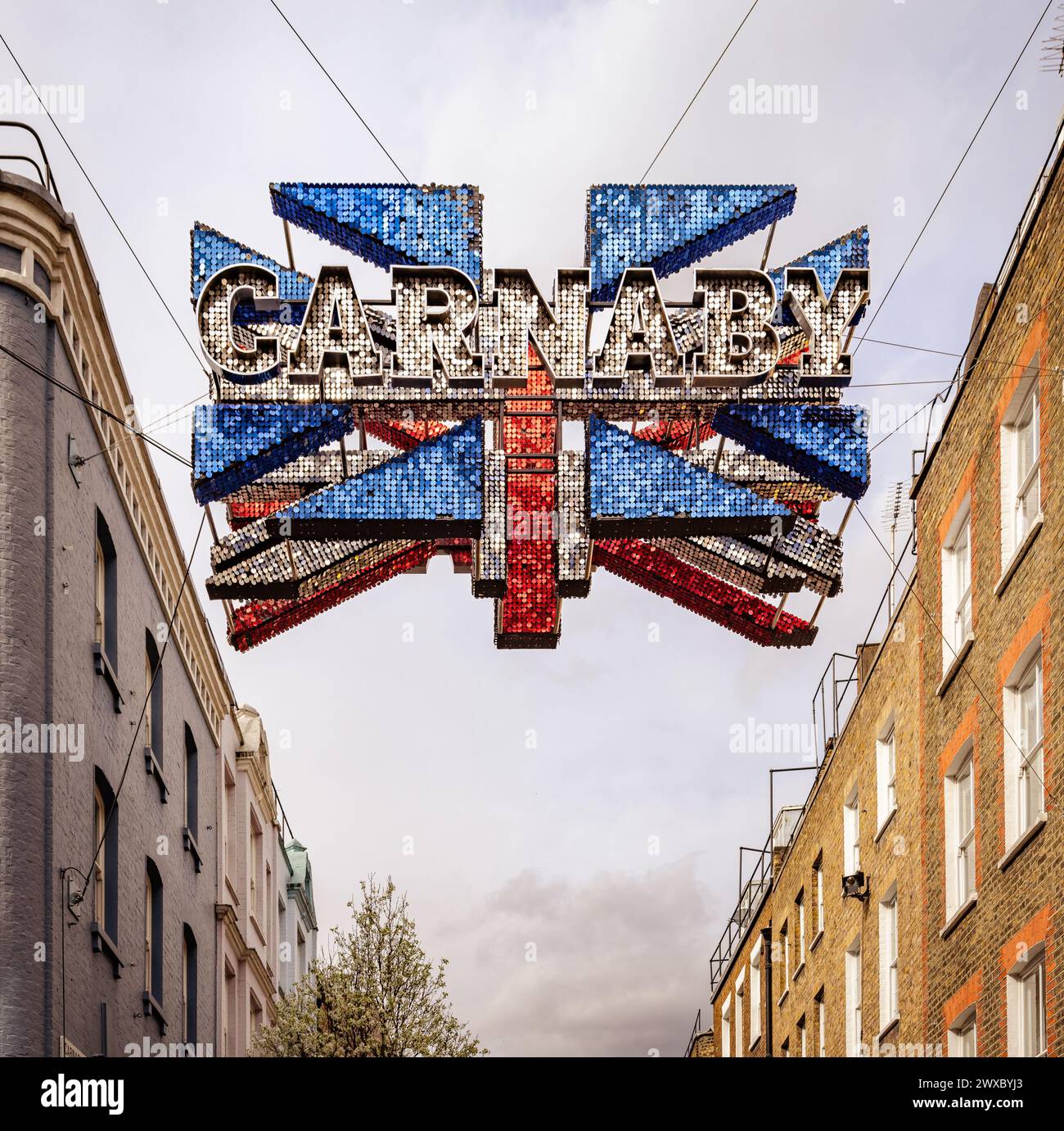 The shimmering Union flag above Carnaby Street is a symbol of British ...