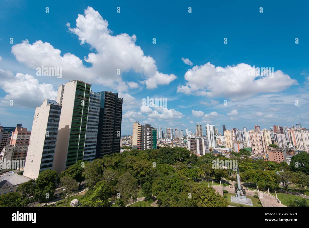 Belem City Skyline With Public Park Below and Cloudy Sky Above Stock ...