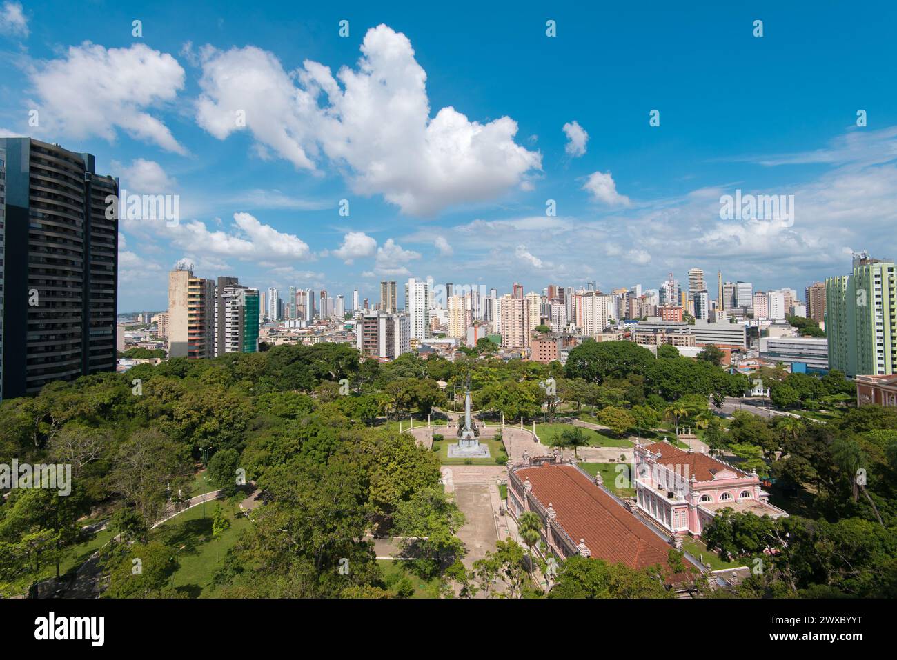 Belem City Skyline With Public Park Below and Cloudy Sky Above Stock ...