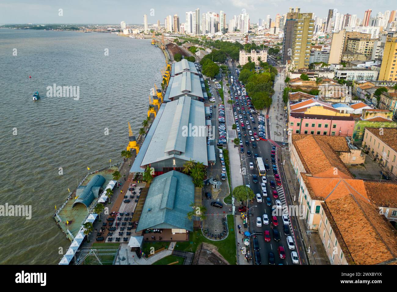 Aerial View of Docks Station and Belem City Skyline Stock Photo - Alamy