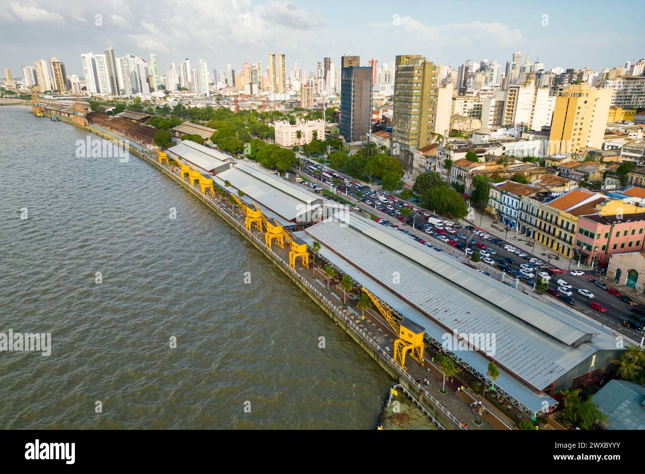 Aerial View of Docks Station and Belem City Skyline Stock Photo - Alamy