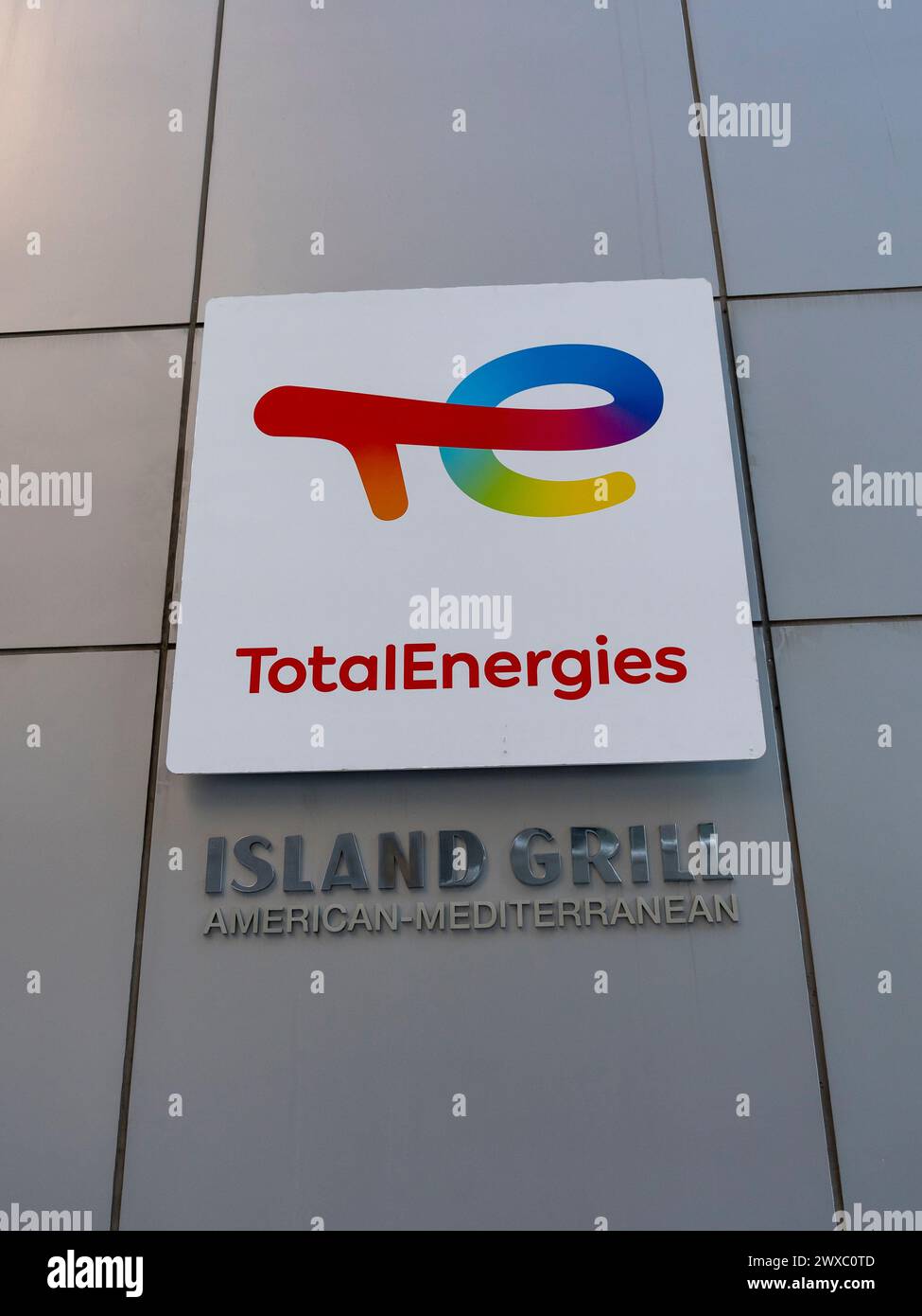 TotalEnergies logo sign on its office building in Houston, Texas, USA ...