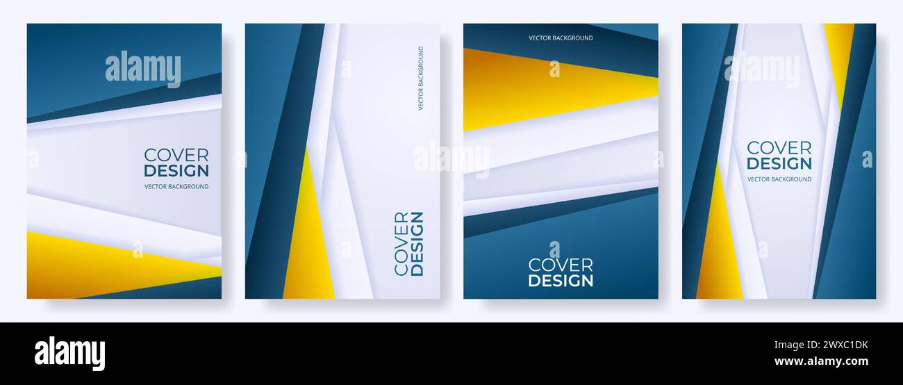 White, blue and yellow abstract modern vertical backgrounds set. Paper ...