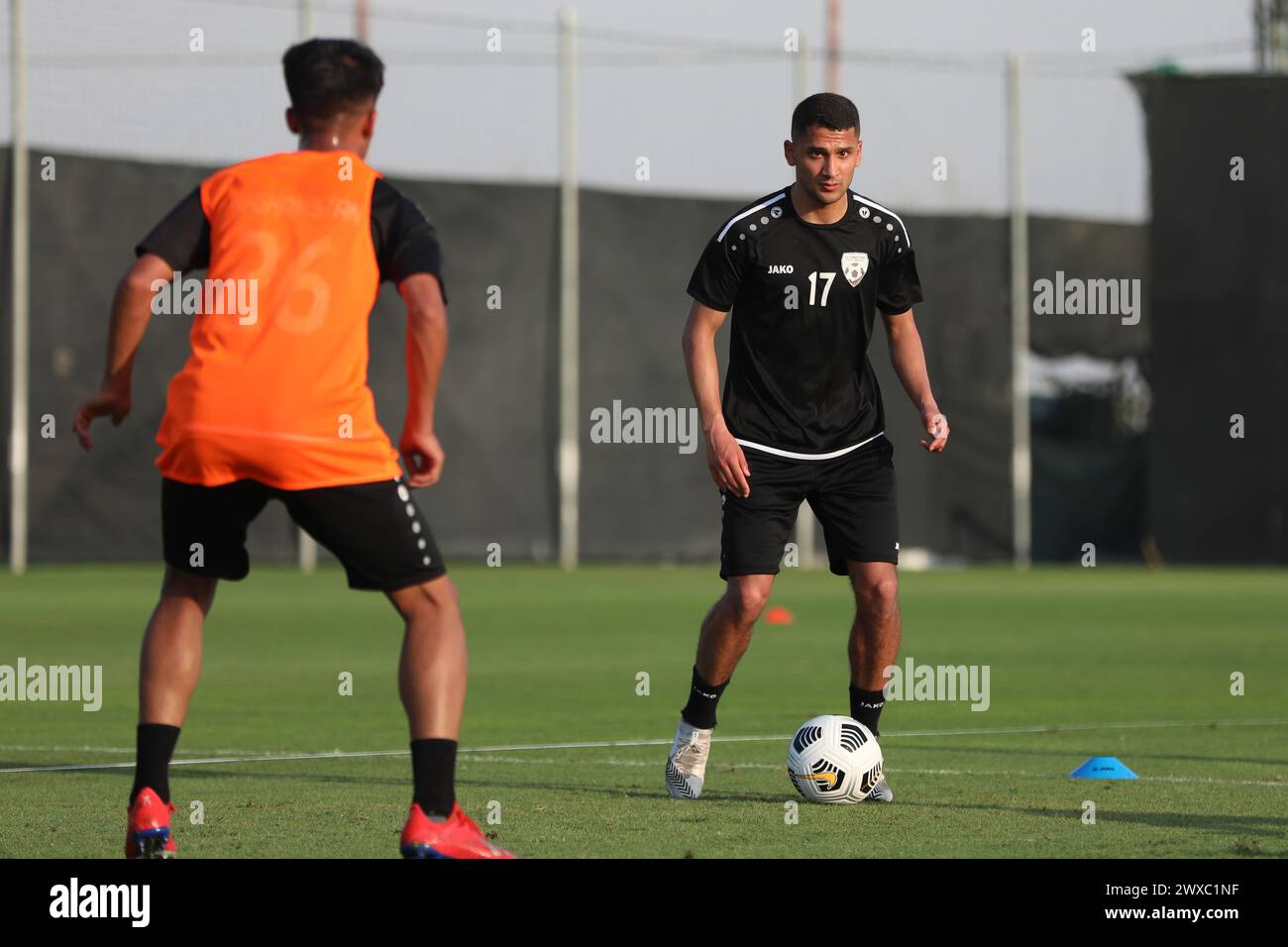 Omran Haydary (R) of Afghanistan in action during an Afghanistan ...