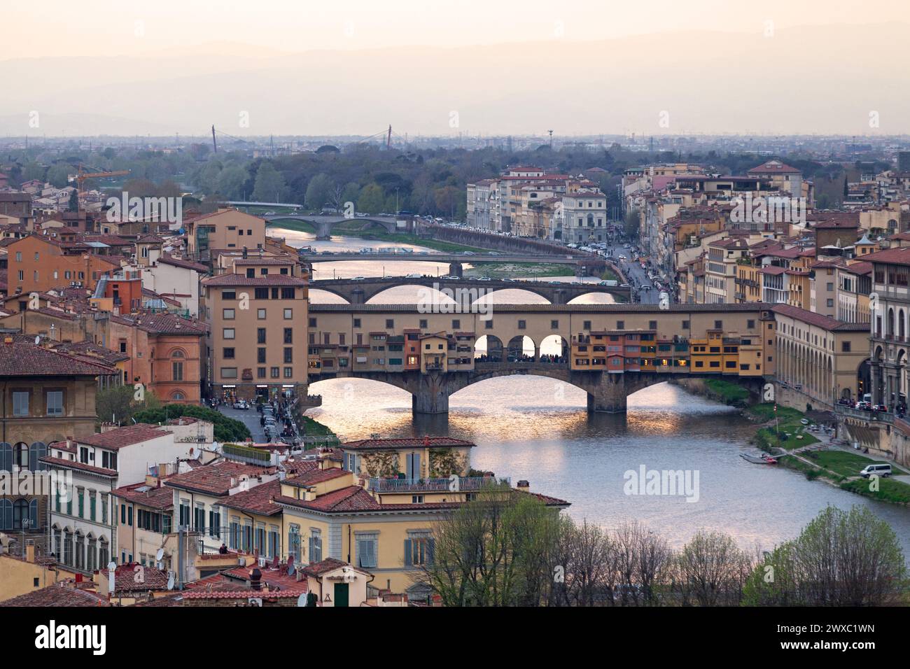 The Ponte Vecchio ( English: Old Bridge) is a medieval stone closed ...