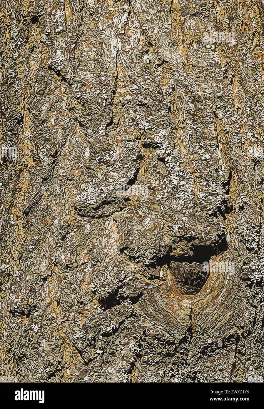 Vector illustration of the bark of the Golden Shower tree Koelreuteria ...
