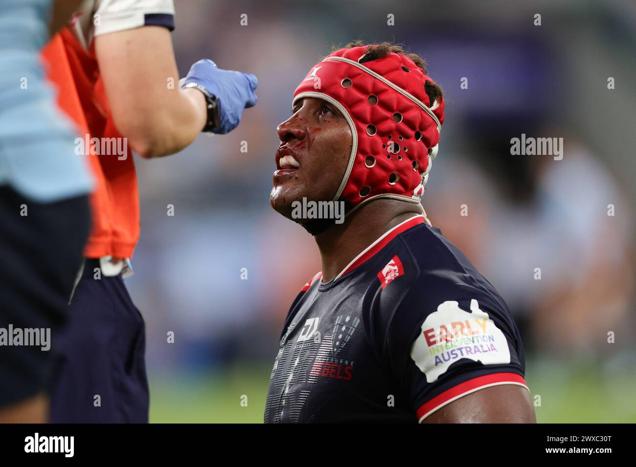Sydney, Australia, 29 March, 2024. Josh Kemeny of Melbourne Rebels is ...