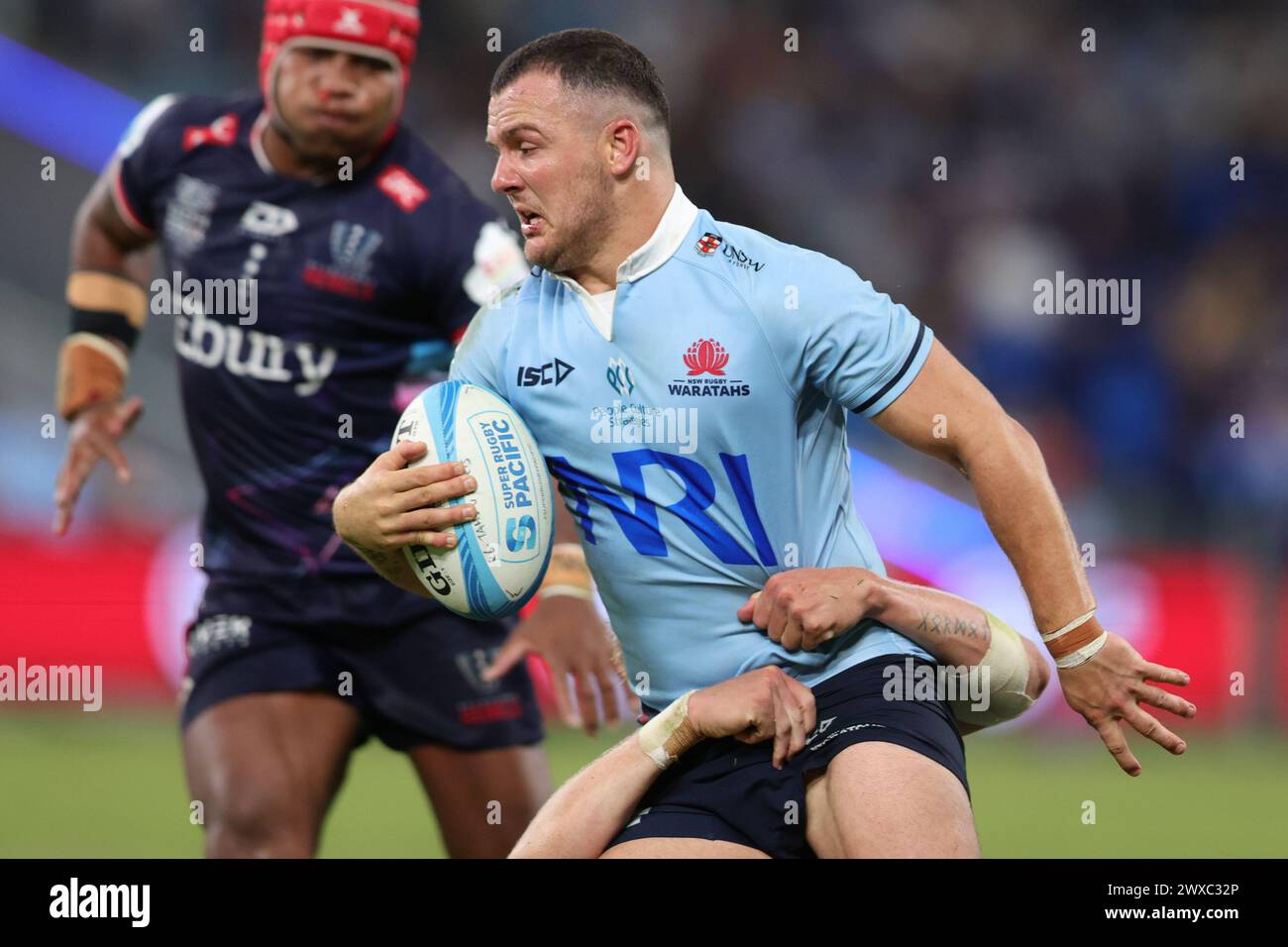 Sydney, Australia, 29 March, 2024. Dylan Pietsch of the Waratahs runs ...