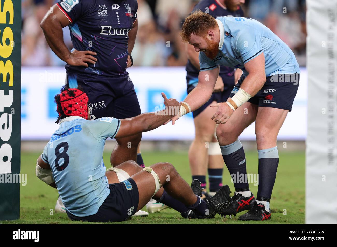 Sydney, Australia, 29 March, 2024. Langi Gleeson of the Waratahs scores ...
