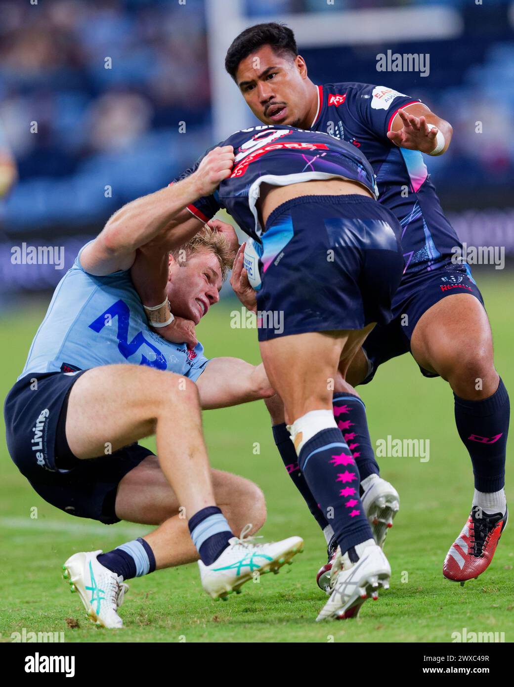 Sydney, Australia. 29th Mar, 2024. Ryan Louwrens of the Rebels is ...