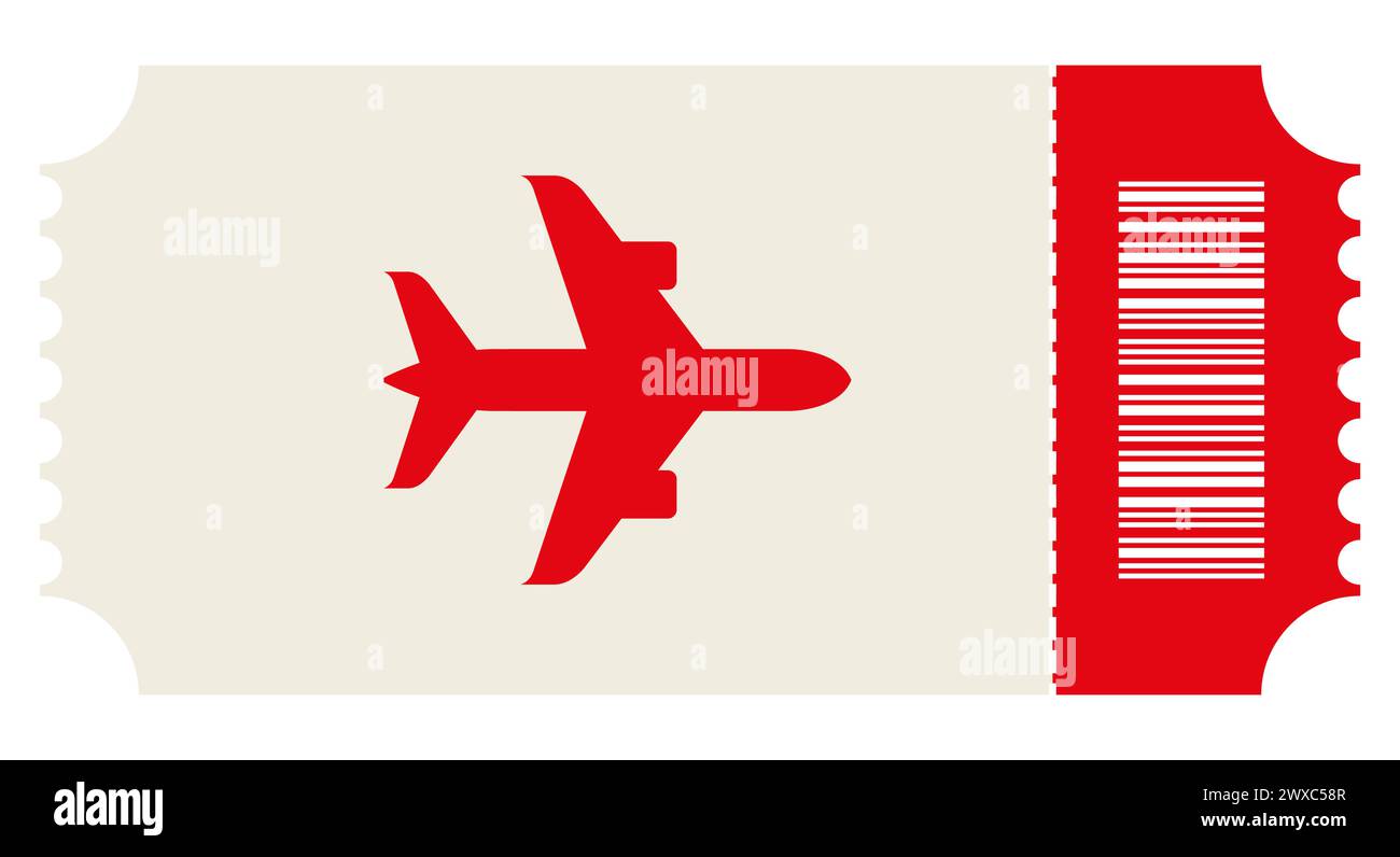 Airplane ticket with perforation and barcode. Airline admission pass ...