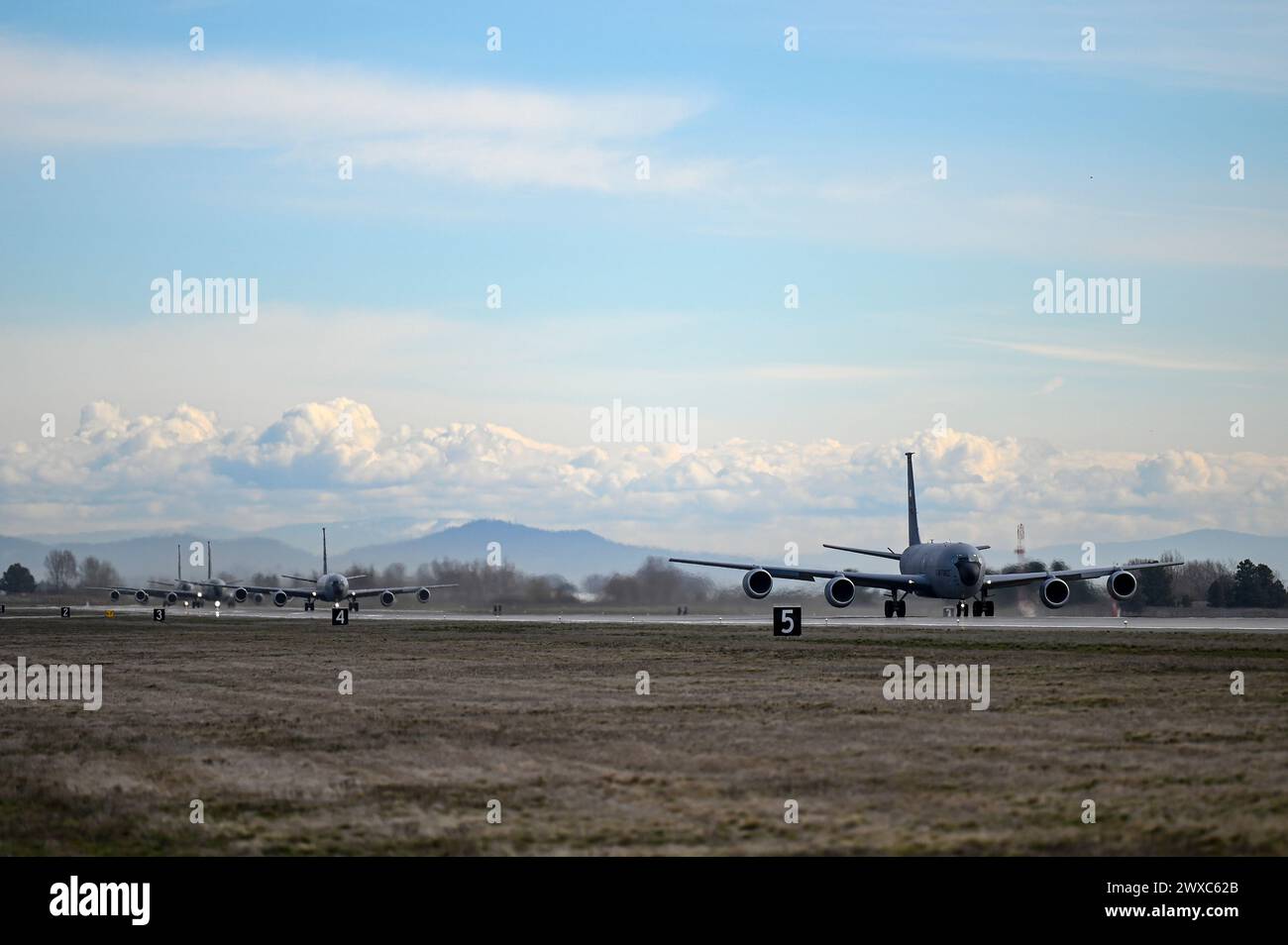 KC-135 Stratotankers prepare to take off during exercise Titan Fury 24 ...