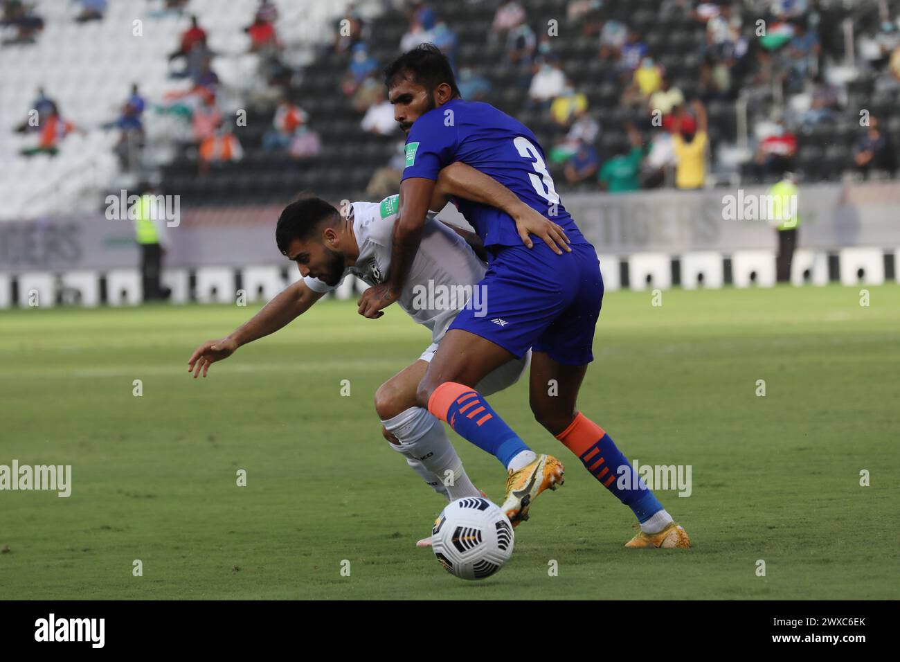 Omid Popalzay of Afghanistan in action against Indian player number 3 ...