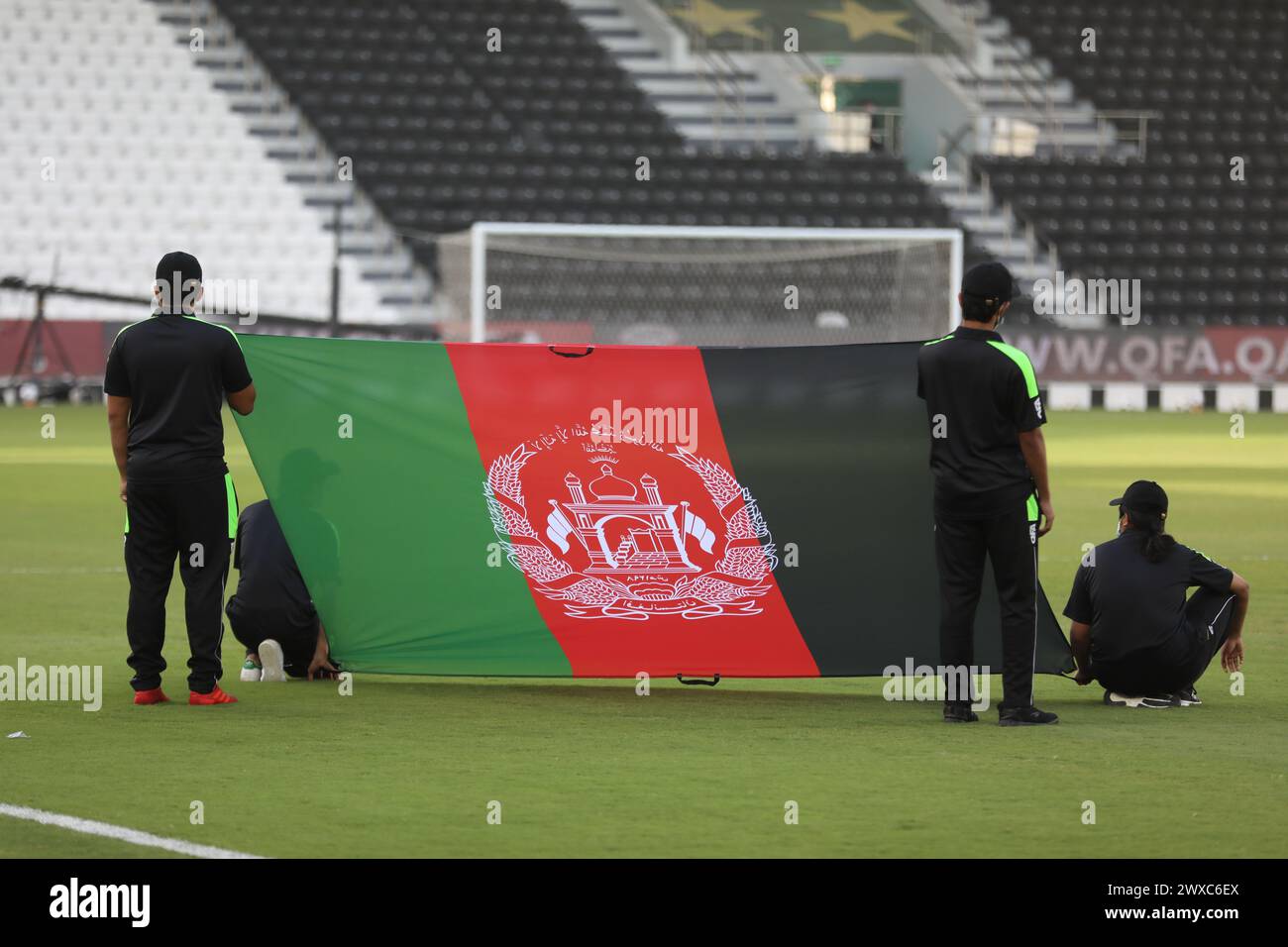 Flag of Afghanistan holding by Young boys, during the FIFA World Cup ...