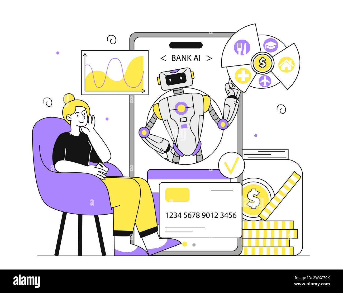 AI bank vector linear Stock Vector Image & Art - Alamy