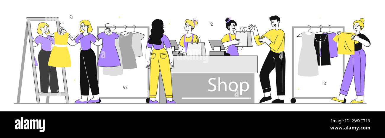 People in clothing store vector Stock Vector Image & Art - Alamy
