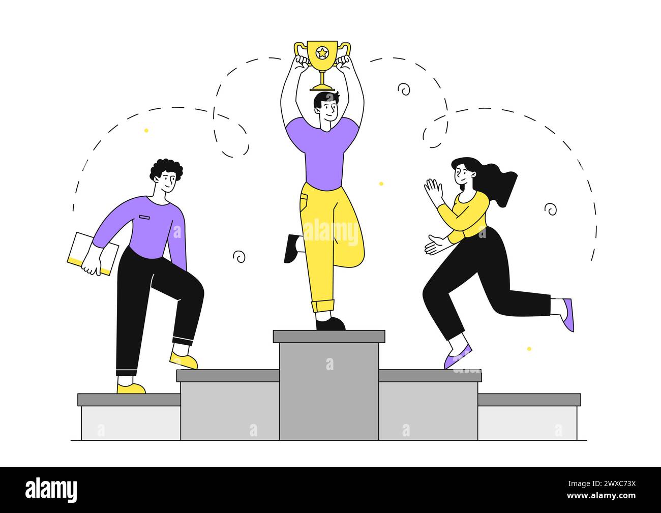 People at winners podium vector linear Stock Vector Image & Art - Alamy