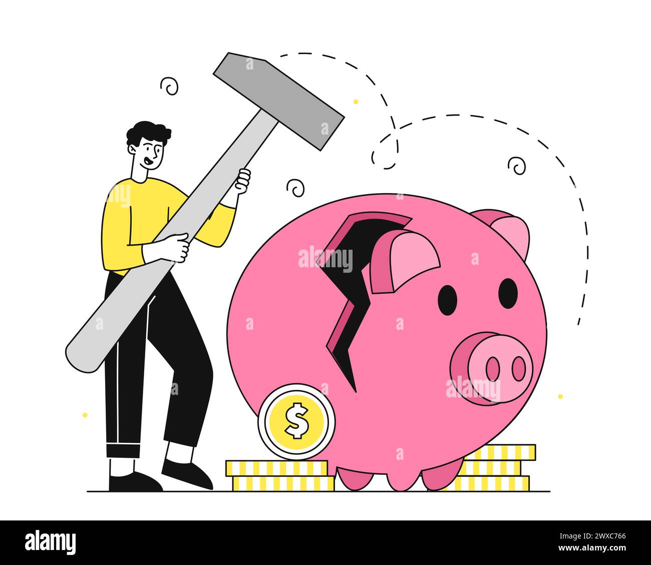 Broken piggy bank vector hi-res stock photography and images - Alamy