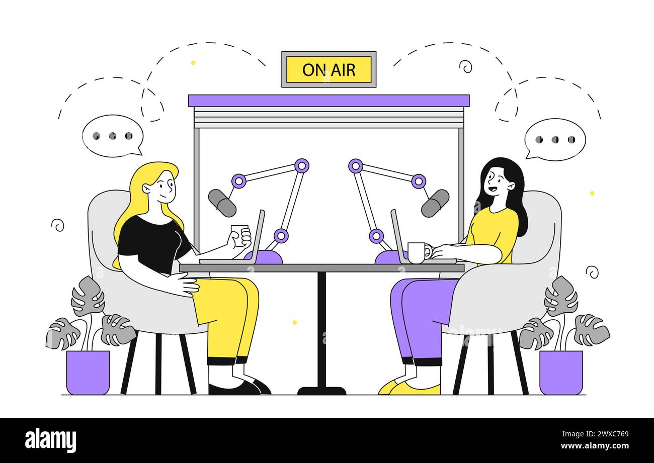 Women with broadcasting vector linear Stock Vector Image & Art - Alamy