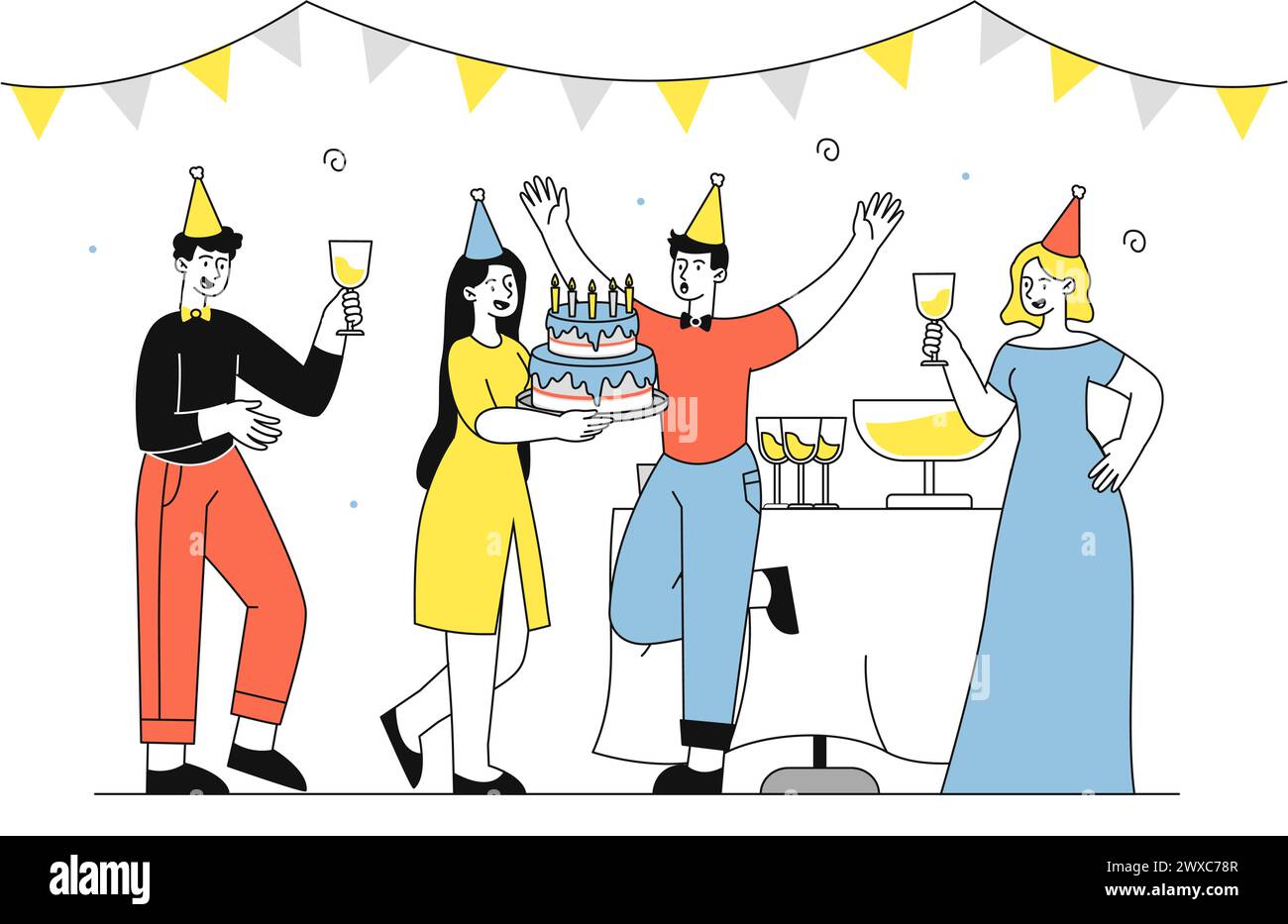 Birthday party vector simple Stock Vector Image & Art - Alamy