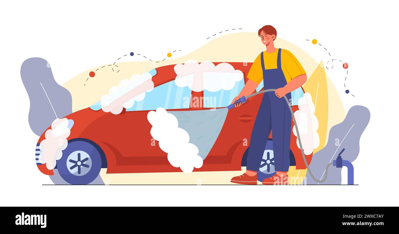 Car wash worker vector concept Stock Vector Image & Art - Alamy