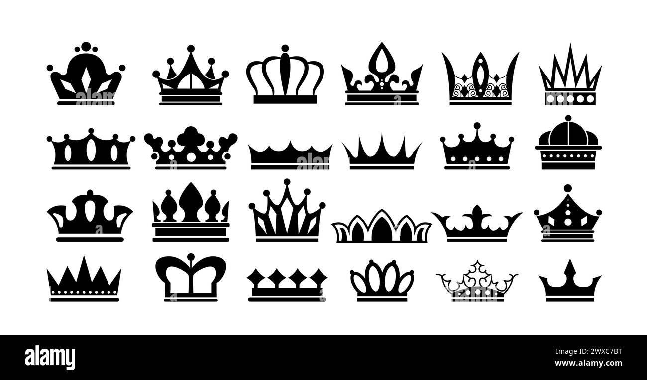 Set of black crowns vector Stock Vector Image & Art - Alamy