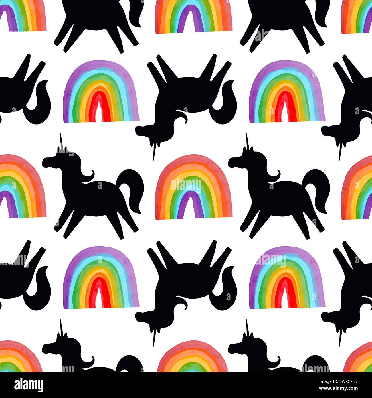 Summer cartoon animals print seamless lgbt rainbow and unicorn pattern ...
