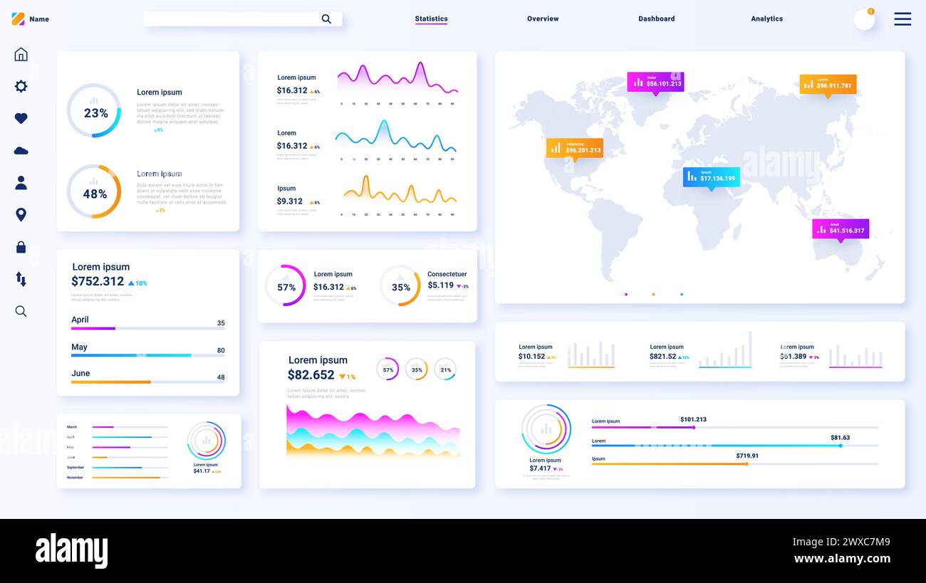 Dashboard admin panel Stock Vector Images - Alamy