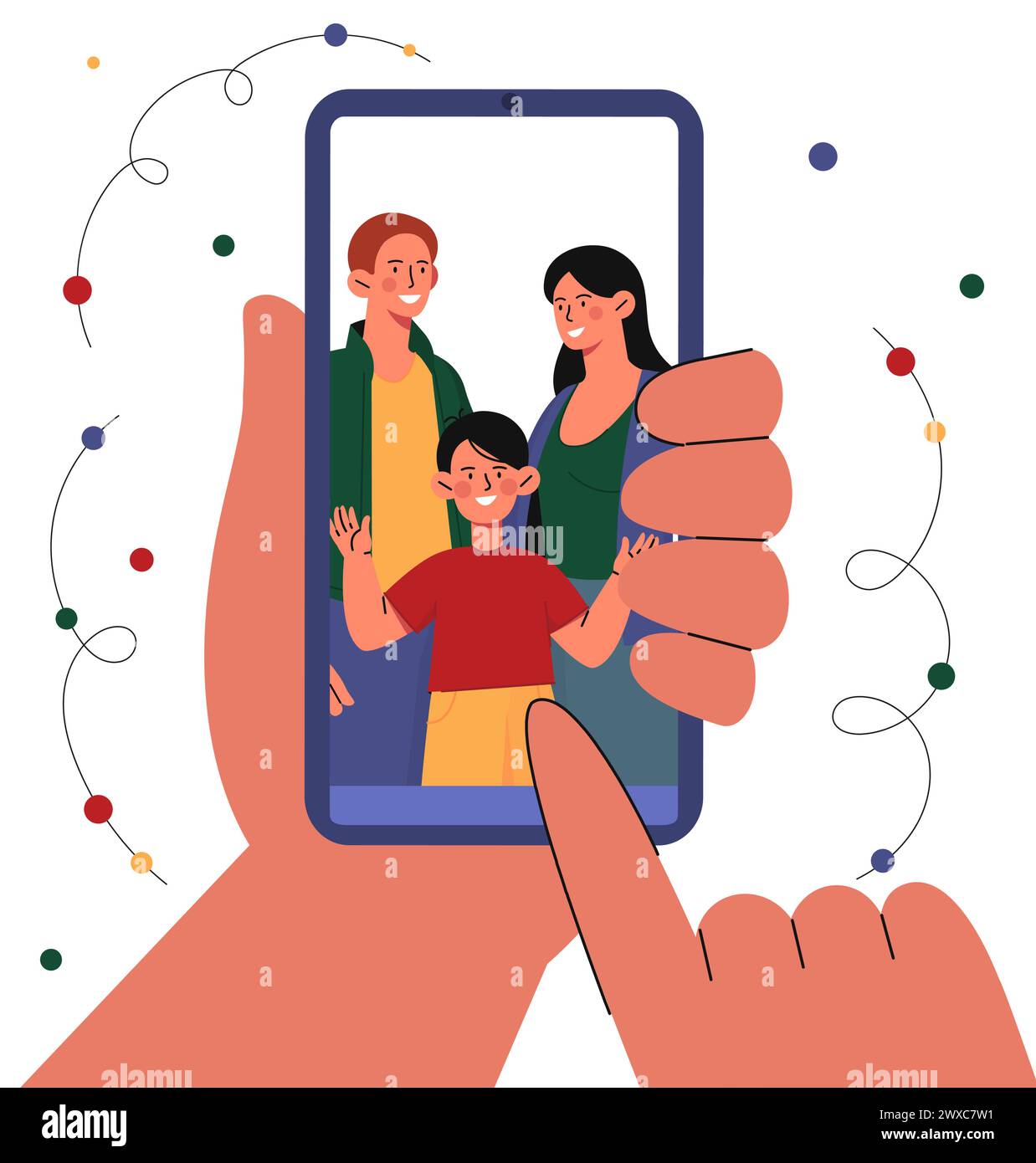 Family photo at phone vector Stock Vector Image & Art - Alamy