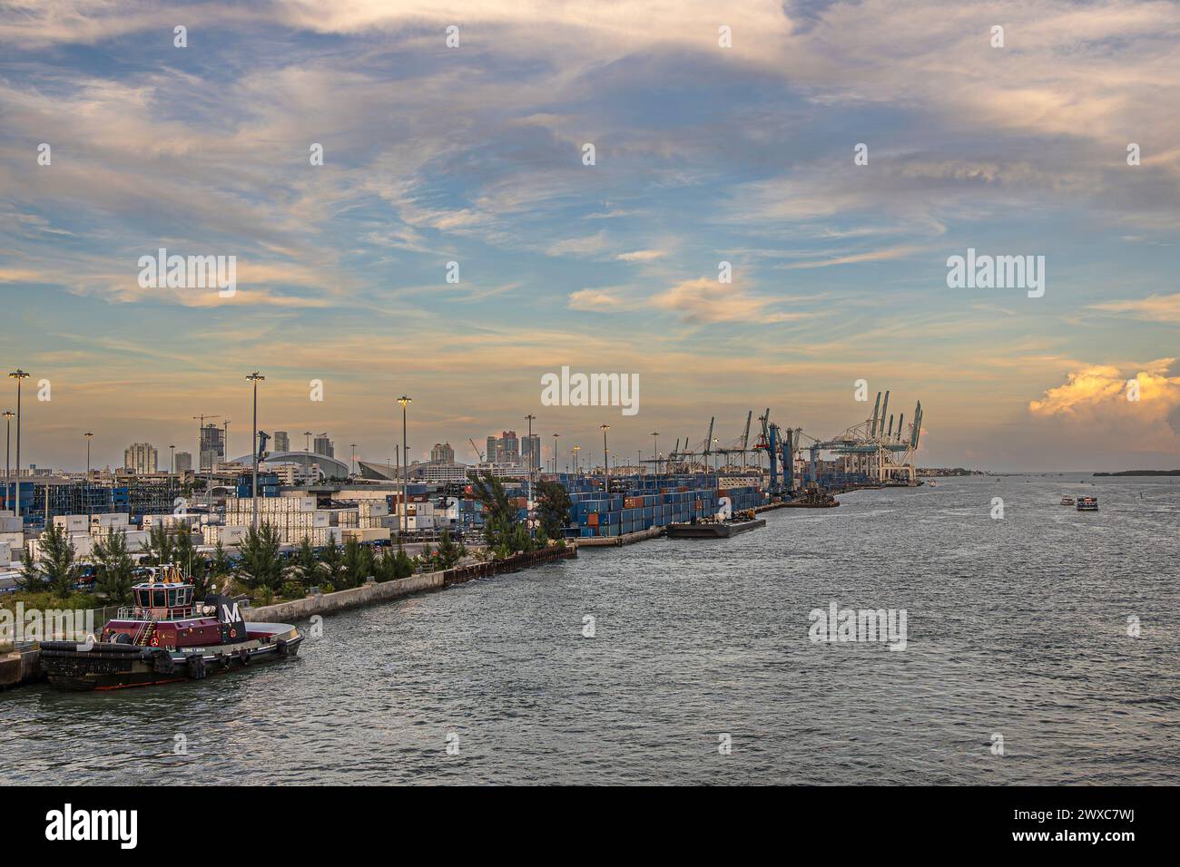 Miami, Florida, USA - July 29, 2023: Harbor, Container terminal long ...