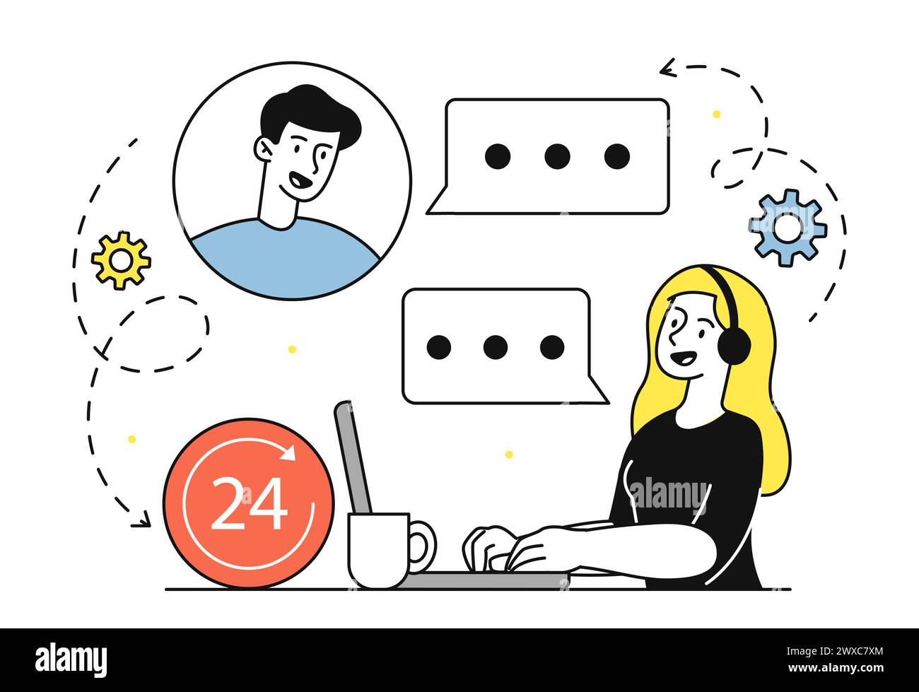 Hotline operator vector doodle Stock Vector Image & Art - Alamy