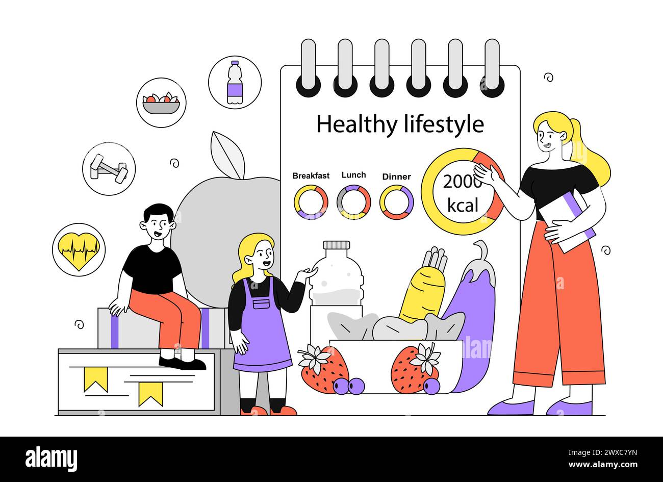 Healthy lifestyle class vector linear Stock Vector Image & Art - Alamy