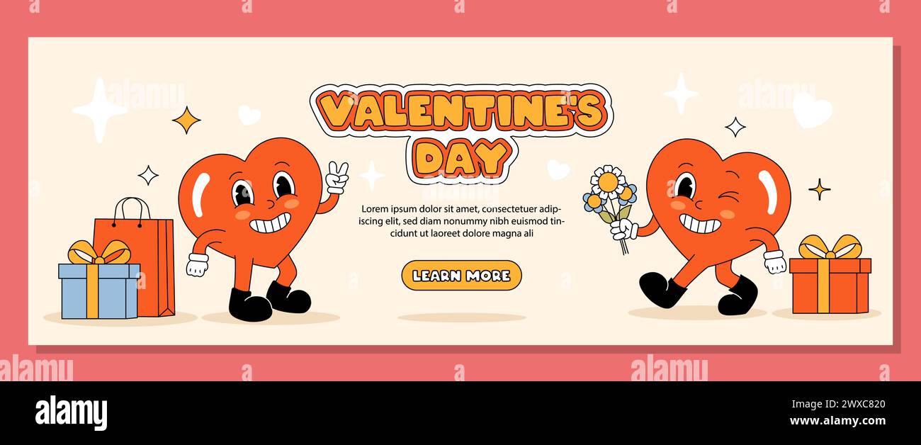 Groovy Valentines day vector Stock Vector Image & Art - Alamy