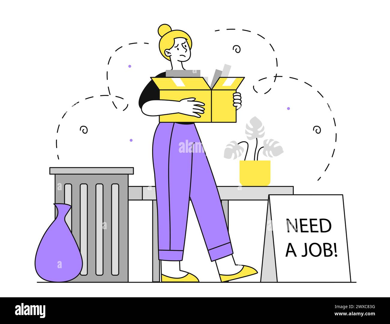 Woman looking for job vector linear Stock Vector Image & Art - Alamy
