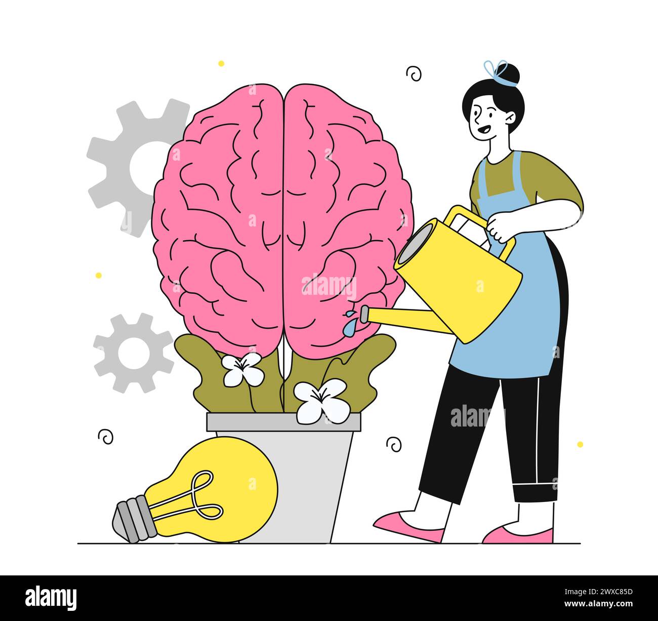 Woman with mental health vector doodle Stock Vector Image & Art - Alamy