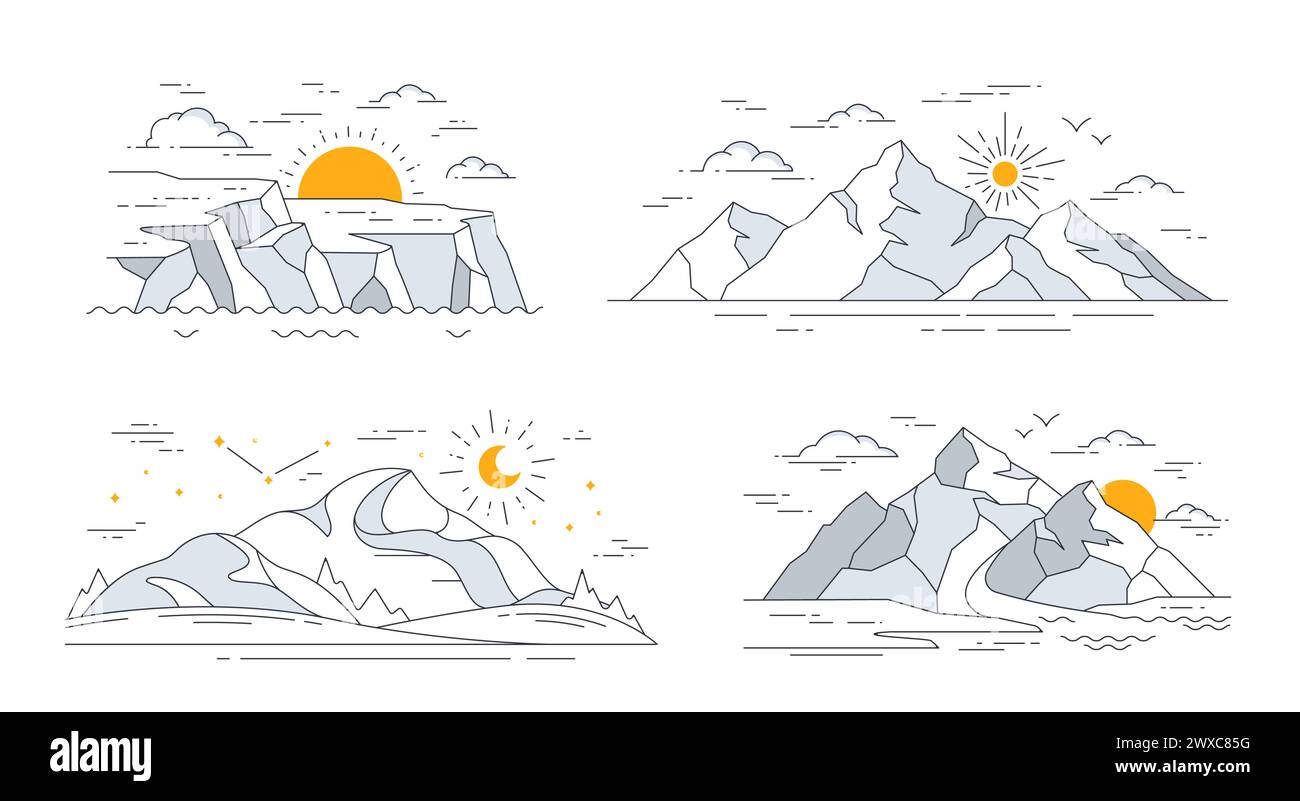 Set of mountains vector Stock Vector Image & Art - Alamy