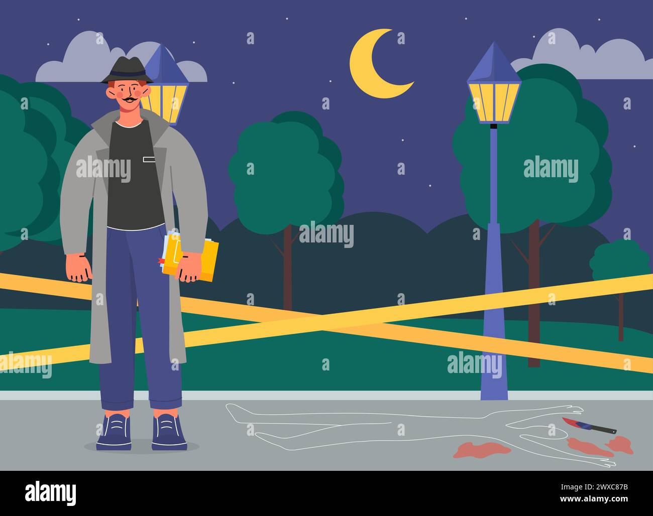 Detective crime scene illustration hi-res stock photography and images ...