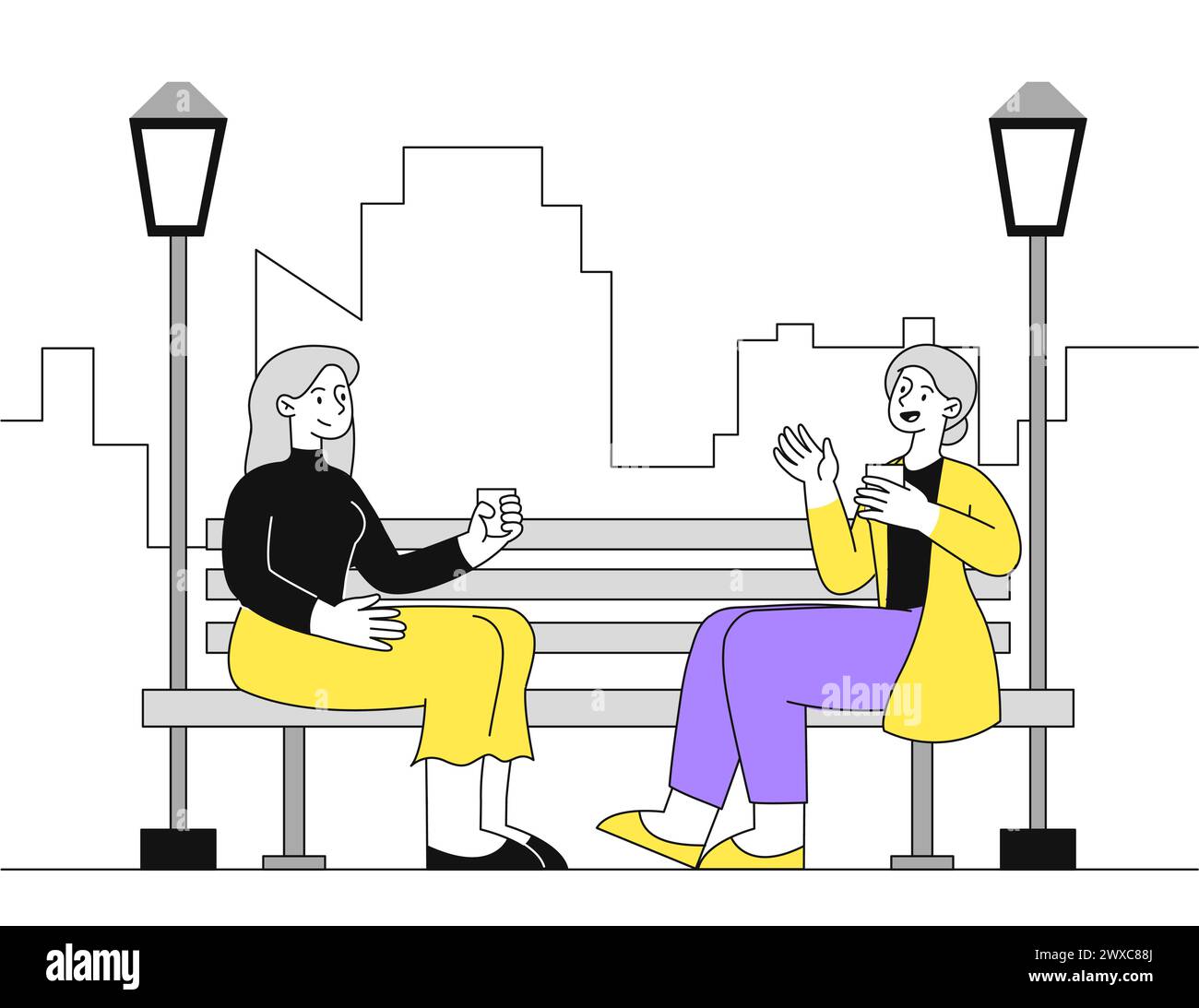 Old friends in park vector doodle Stock Vector Image & Art - Alamy
