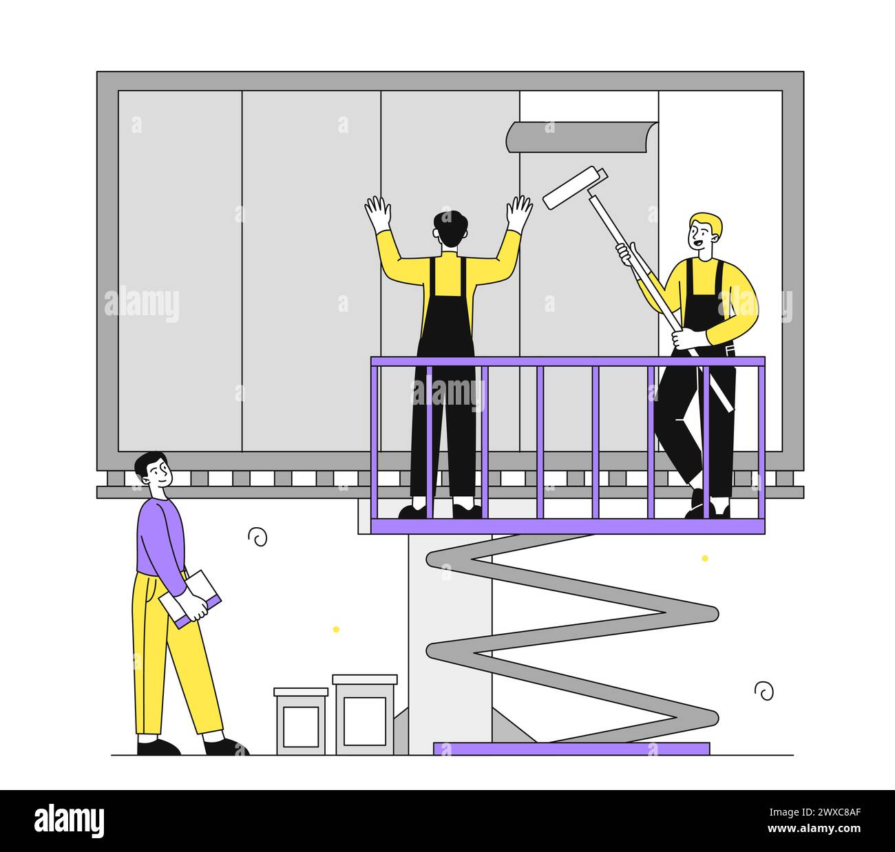 Workers with outdoor advertising vector doodle Stock Vector Image & Art ...