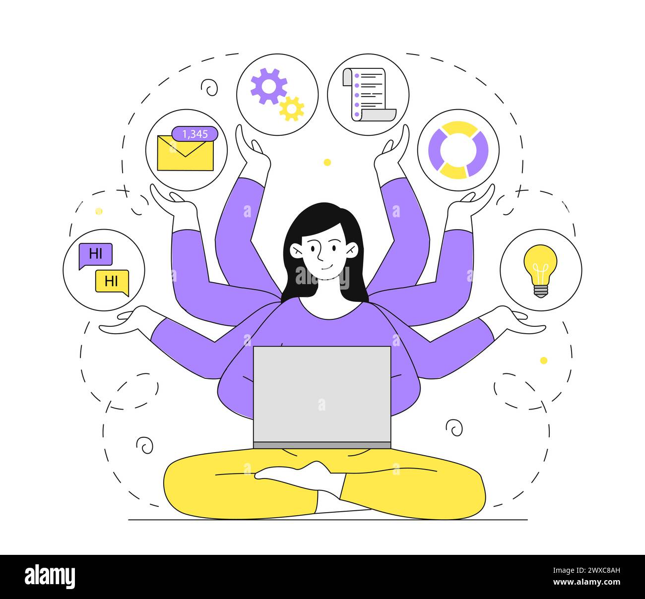 Woman multitasking arms Cut Out Stock Images & Pictures - Alamy