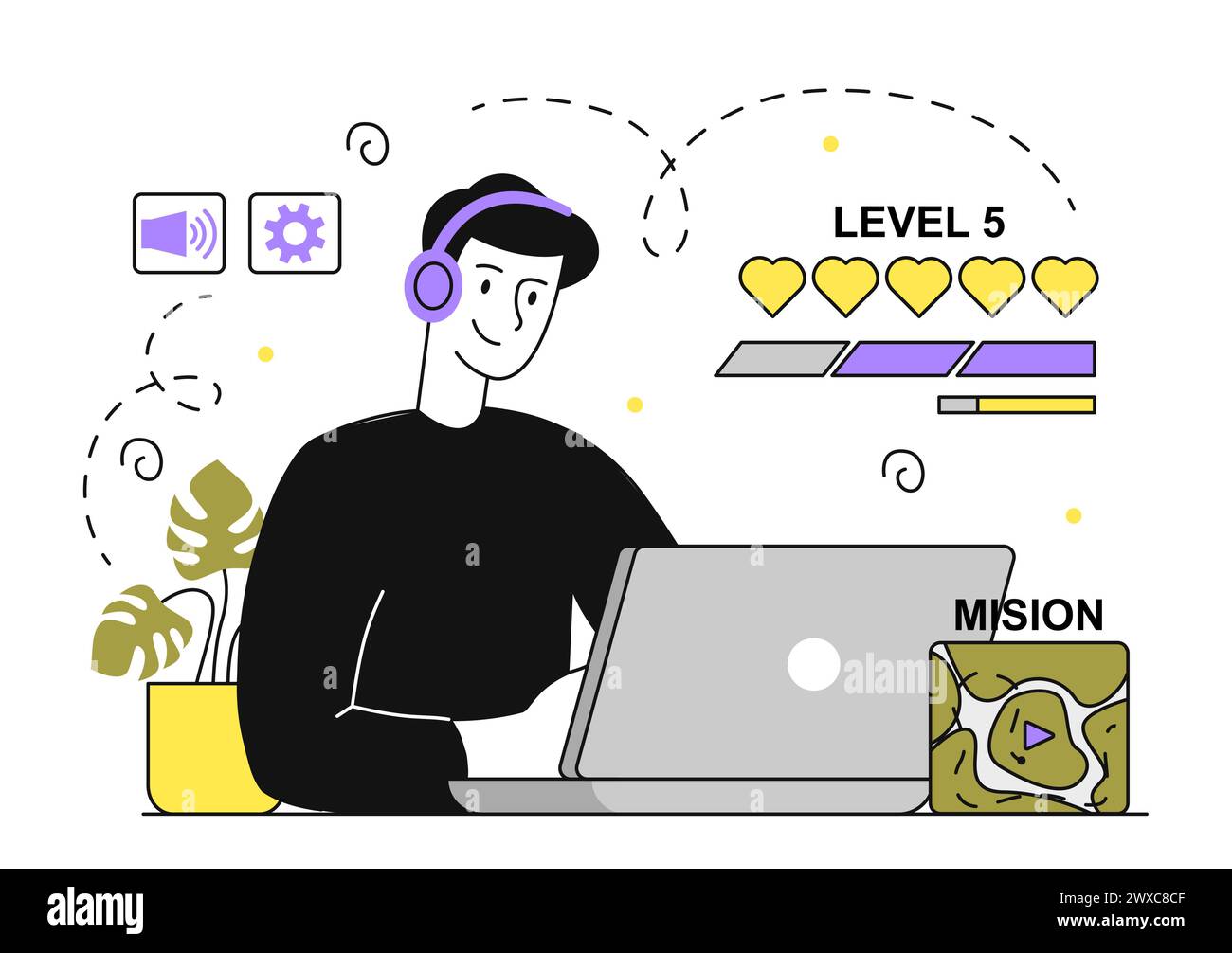 Man play video games vector doodle Stock Vector Image & Art - Alamy