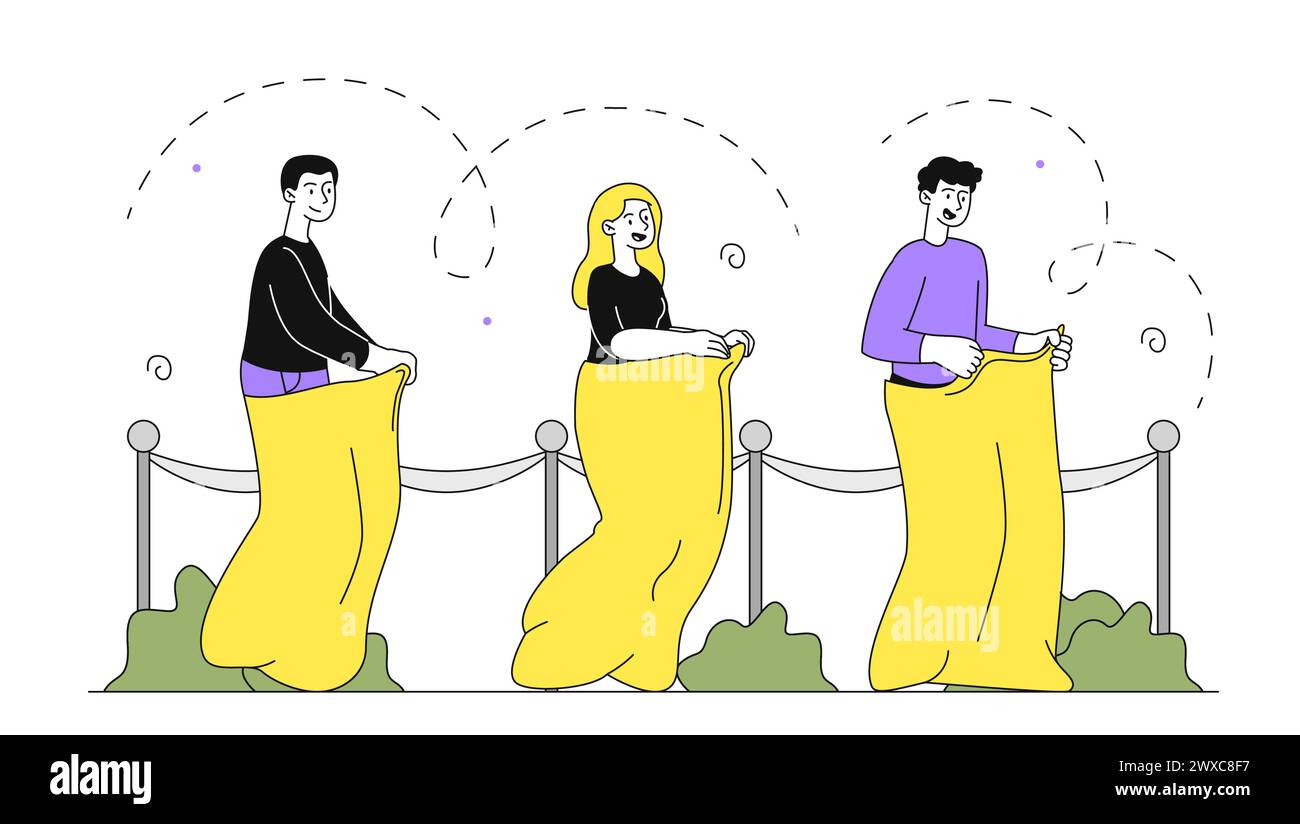 Sack race vector linear Stock Vector Image & Art - Alamy