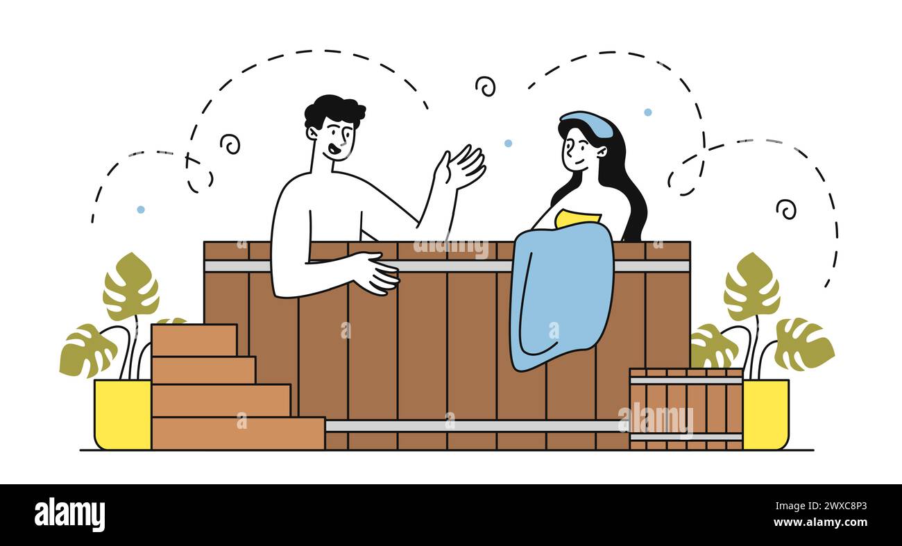 People with spa vector linear Stock Vector Image & Art - Alamy