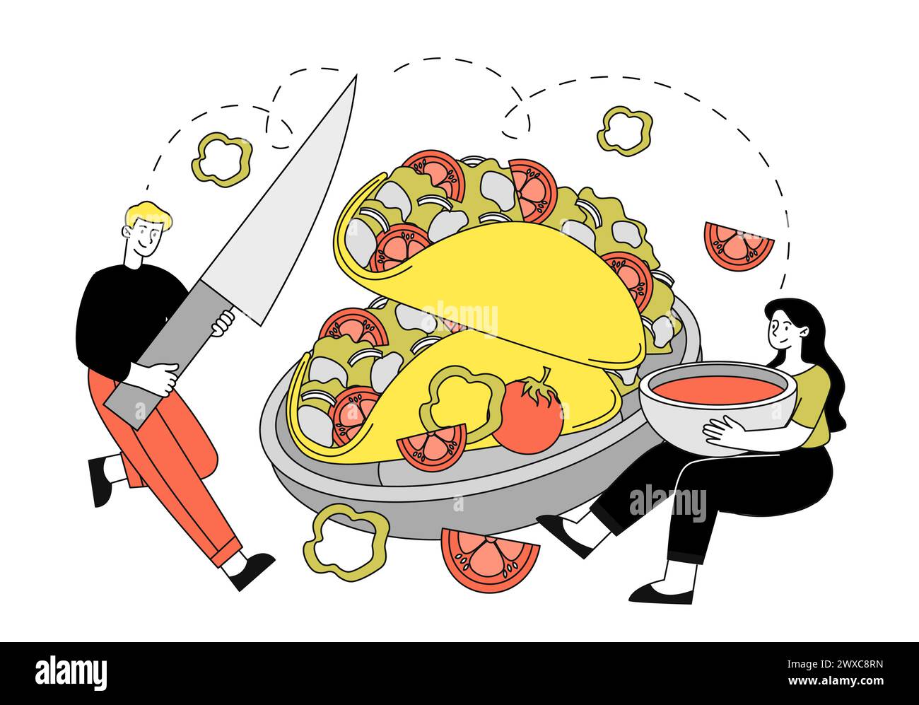 Man and woman with tacos vector doodle Stock Vector Image & Art - Alamy