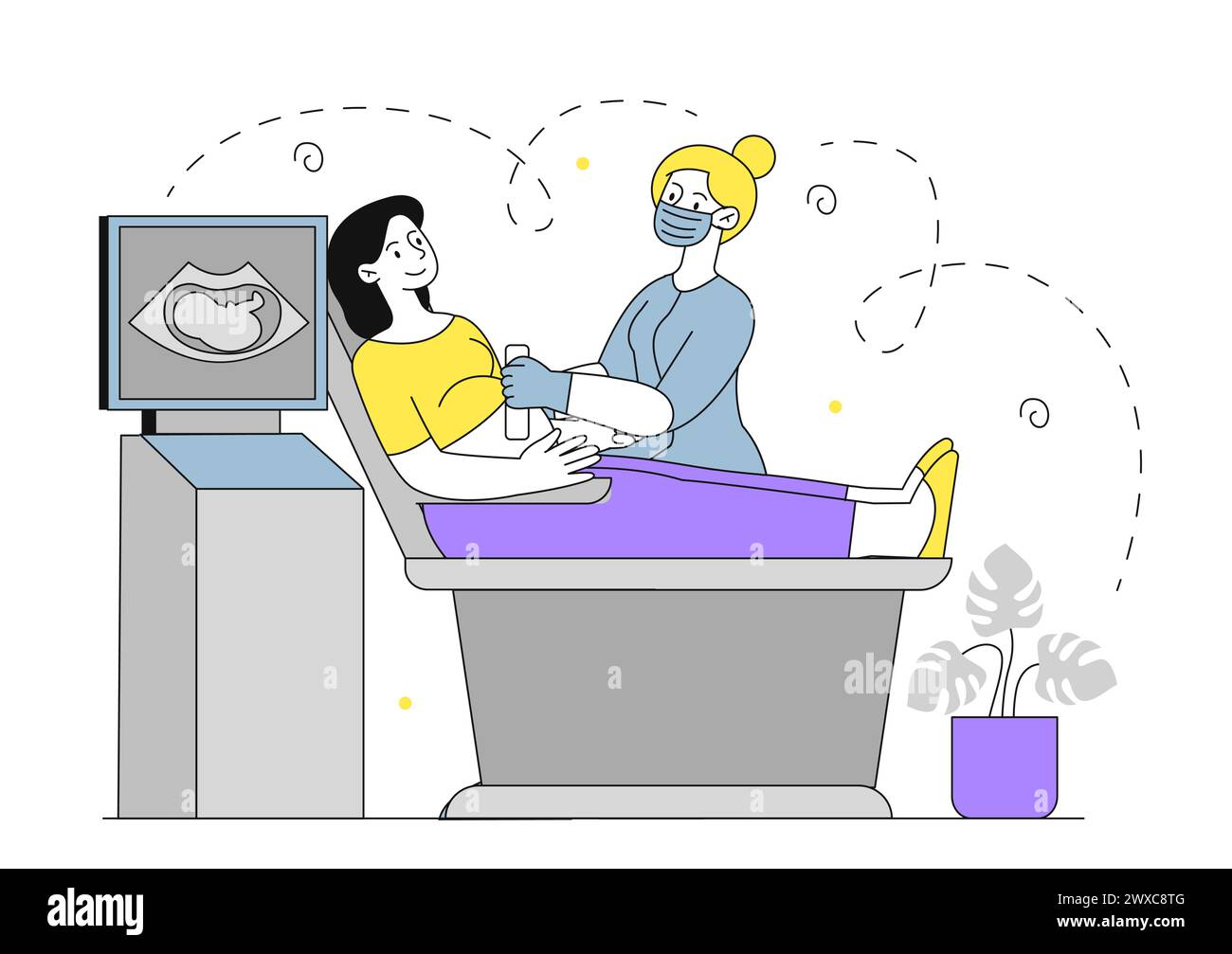 Woman with ultrasound vector doodle Stock Vector Image & Art - Alamy