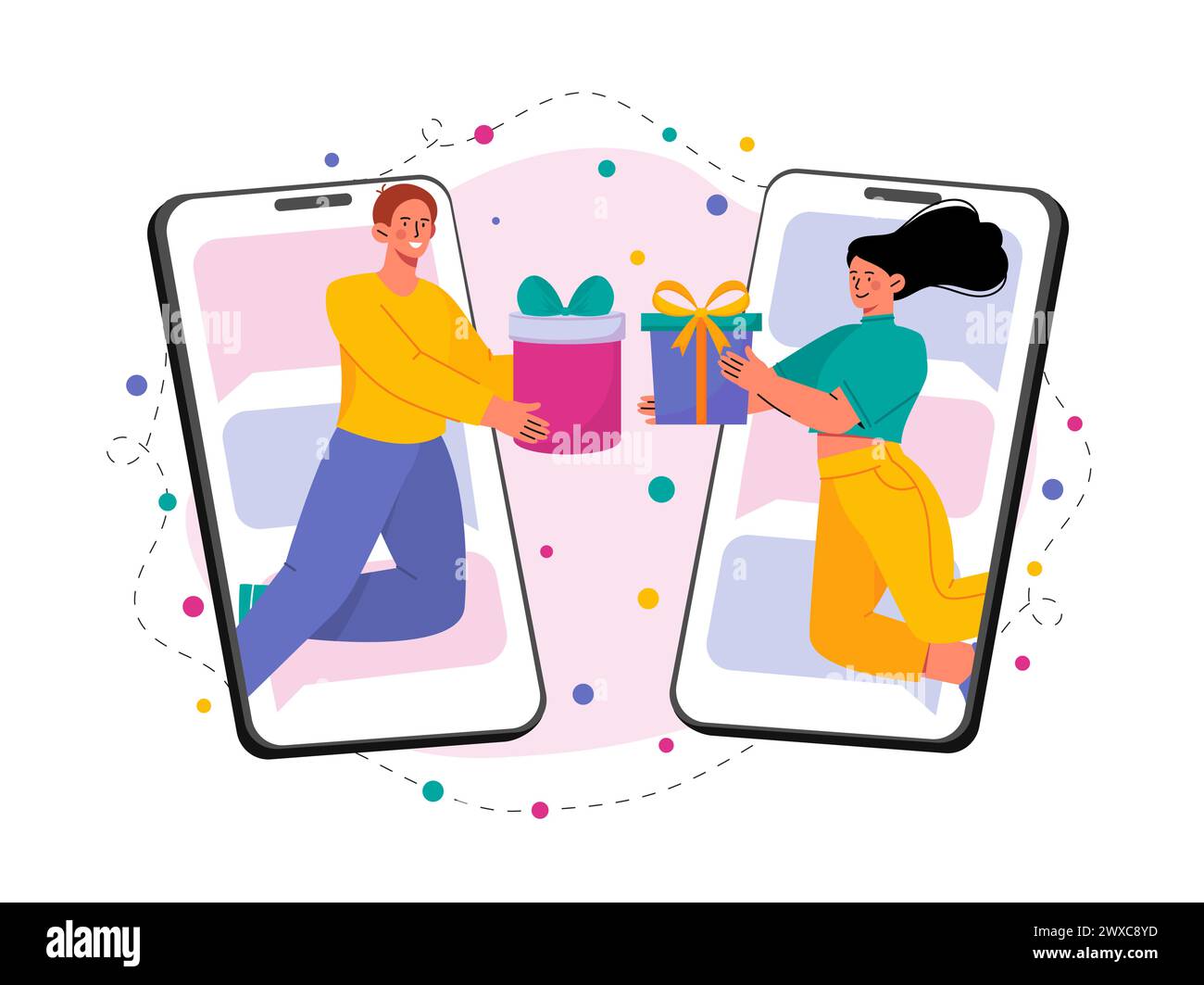 People with virtual gifts vector Stock Vector Image & Art - Alamy