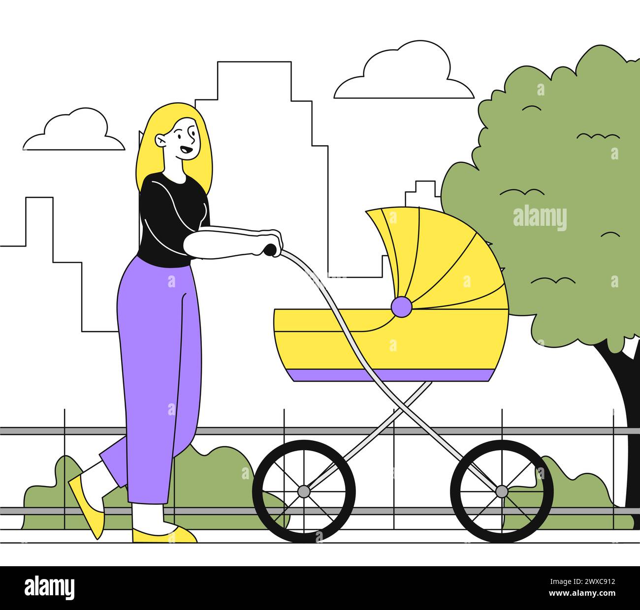 Woman walk with child vector doodle Stock Vector Image & Art - Alamy