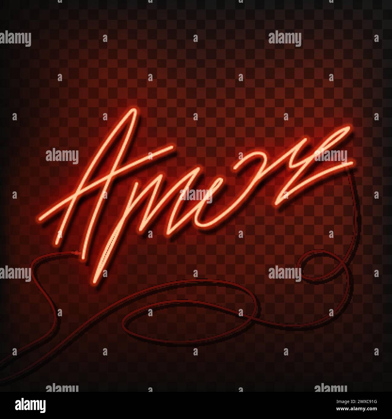 Neon word love in spanish and portuguese. A bright red sign on a on a ...